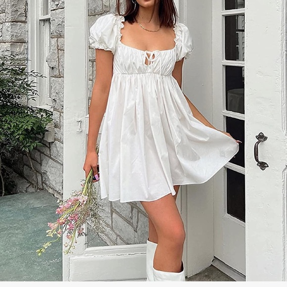 Dresses | White Ruffle Mini Dress | Poshmark